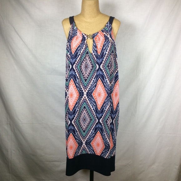 Enfocus Studio | Dresses | Enfocus Studio Navy Bluesalmon Dress | Poshmark